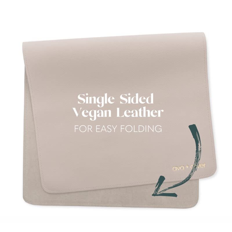 ava + oliver Vegan Leather Baby Changing Mat Bundle | Tan and Grey