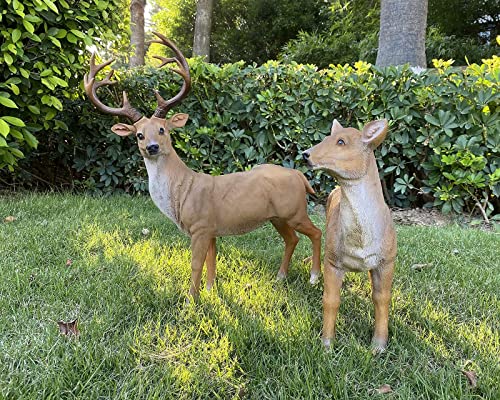 JHVYF Resin Deer Statue Home Office Decor Animal Figurine Decorations Lawn Decor Garden Sculpture -20" H Standing Deer + 14" Standing Doe