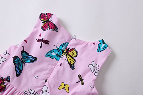 SMILING PINKER Little Girl Dresses Summer Butterfly Kids Toddler Cotton Sundress (Pink, 5 Years)