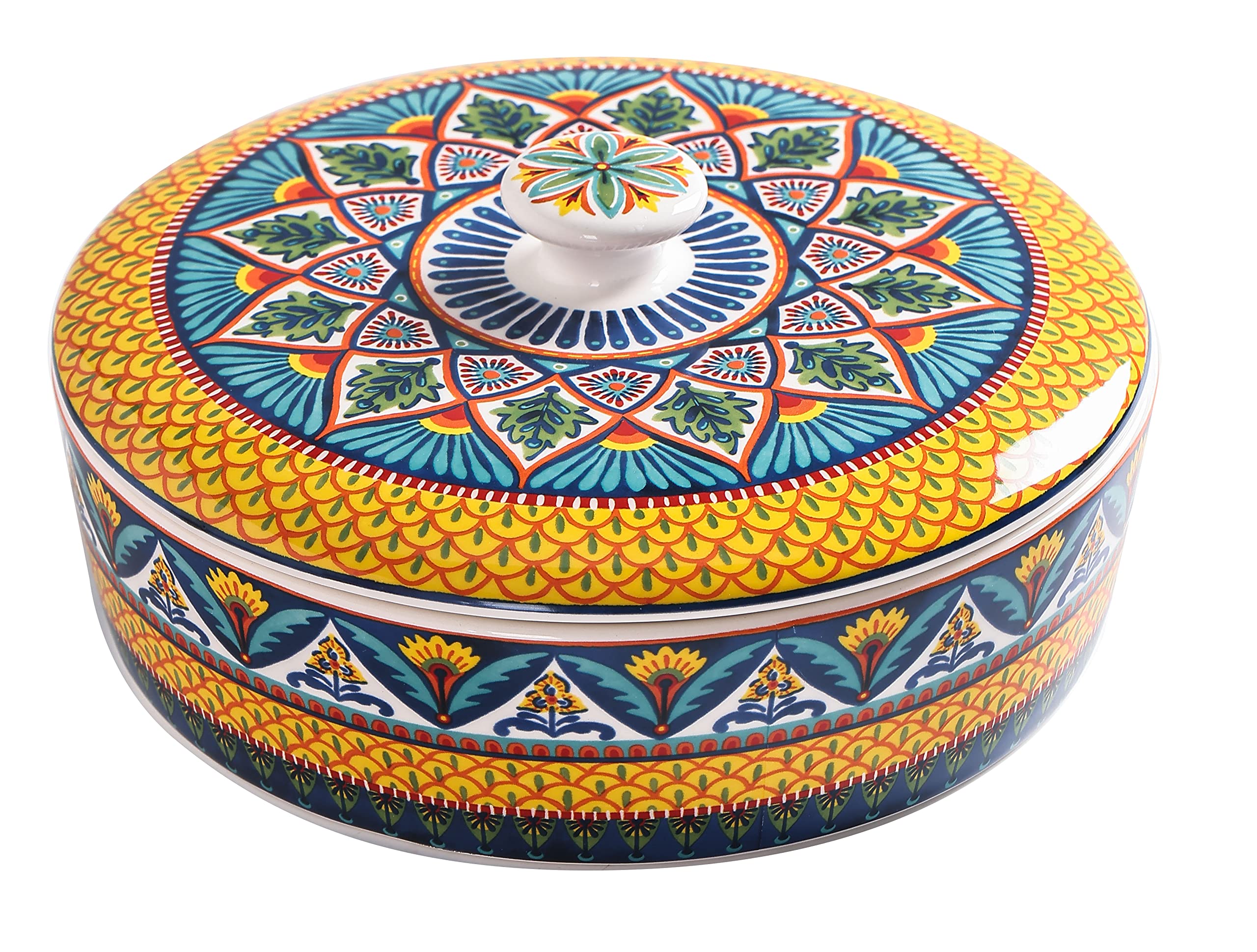 Bico Havana Ceramic 8.8 inch Tortilla Warmer, Tortilla Server with Lid, Taco Holder for Mexican Fiesta Party, Taco Tuesday, Microwave and Dishwasher Safe