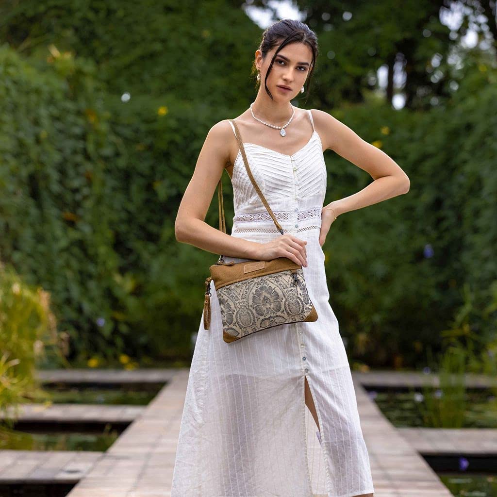 Myra Bag Floral Flow Small & Cross Body Bag Upcycled Canvas & Leather S-2576