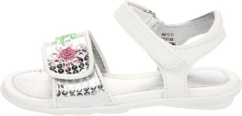 Jumping Jacks Dazzle Ankle-Strap Sandal (Toddler/Little Kid/Big Kid),White/Silver Trim,9 M US Toddler