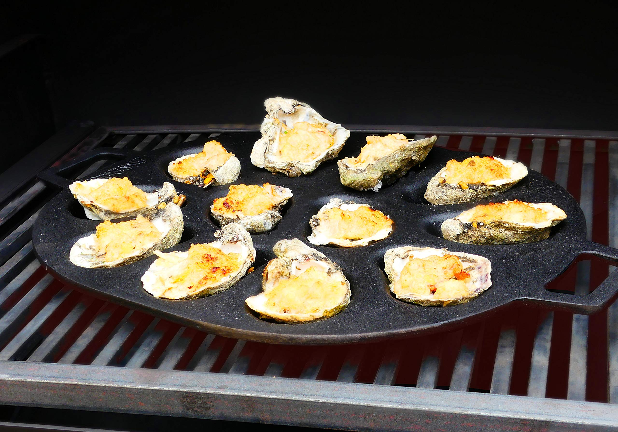Bayou Classic 7413 Oyster Grill Pan Perfect For Grilling and Serving 12 Oysters or Clams On The Half Shell
