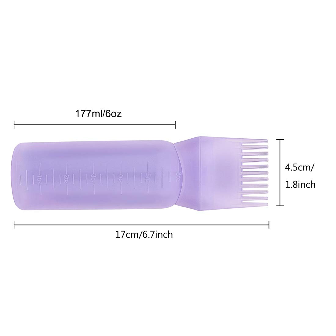 Yebeauty Root Comb Applicator Bottle, 2 Pack 6 Ounce Hair Oil Applicator Bottle for Hair Dye Bottle Applicator Brush with Graduated Scale- Purple