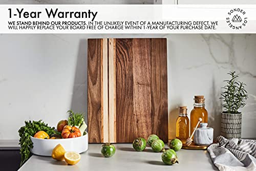 Sonder Los Angeles, Large Walnut/Cherry/Maple Wood Cutting Board for Kitchen, Charcuterie Wooden Board, Sorting Compartment, Reversible 17x13x1.1 in (Gift Box Included)