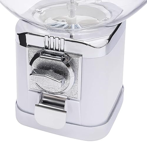 Household Coin Glue Ball Machine(Only Machine), Mechanical Candy Vending Machine with 17*17cm Base Diameter 30cm White, Candy Gumball Machine Prize Machine Gumball Bank for Game Stores And Retail Stor