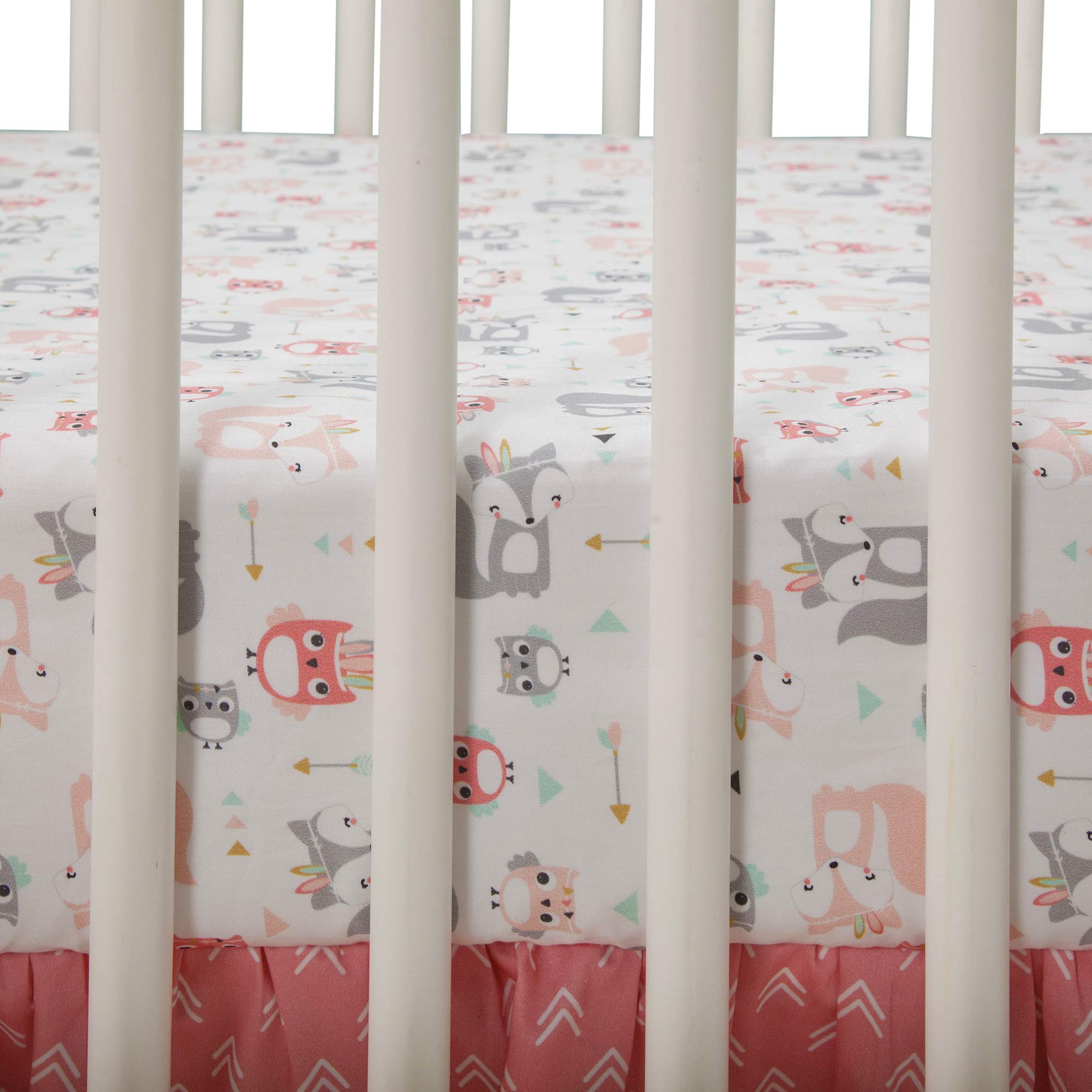 Lambs & Ivy Little Spirit 3-Piece Crib Bedding Set - Blue, Gray, White, Coral