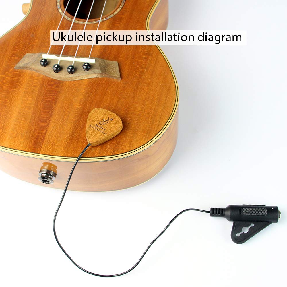 Adeline Ukulele pickup transducer, It's suitable for Classical Acoustic Guitar Violin Viola Banjo Mandolin Ukulele Uke Cello， can "eq" the sound with placement front,side,back etc. (Heart)