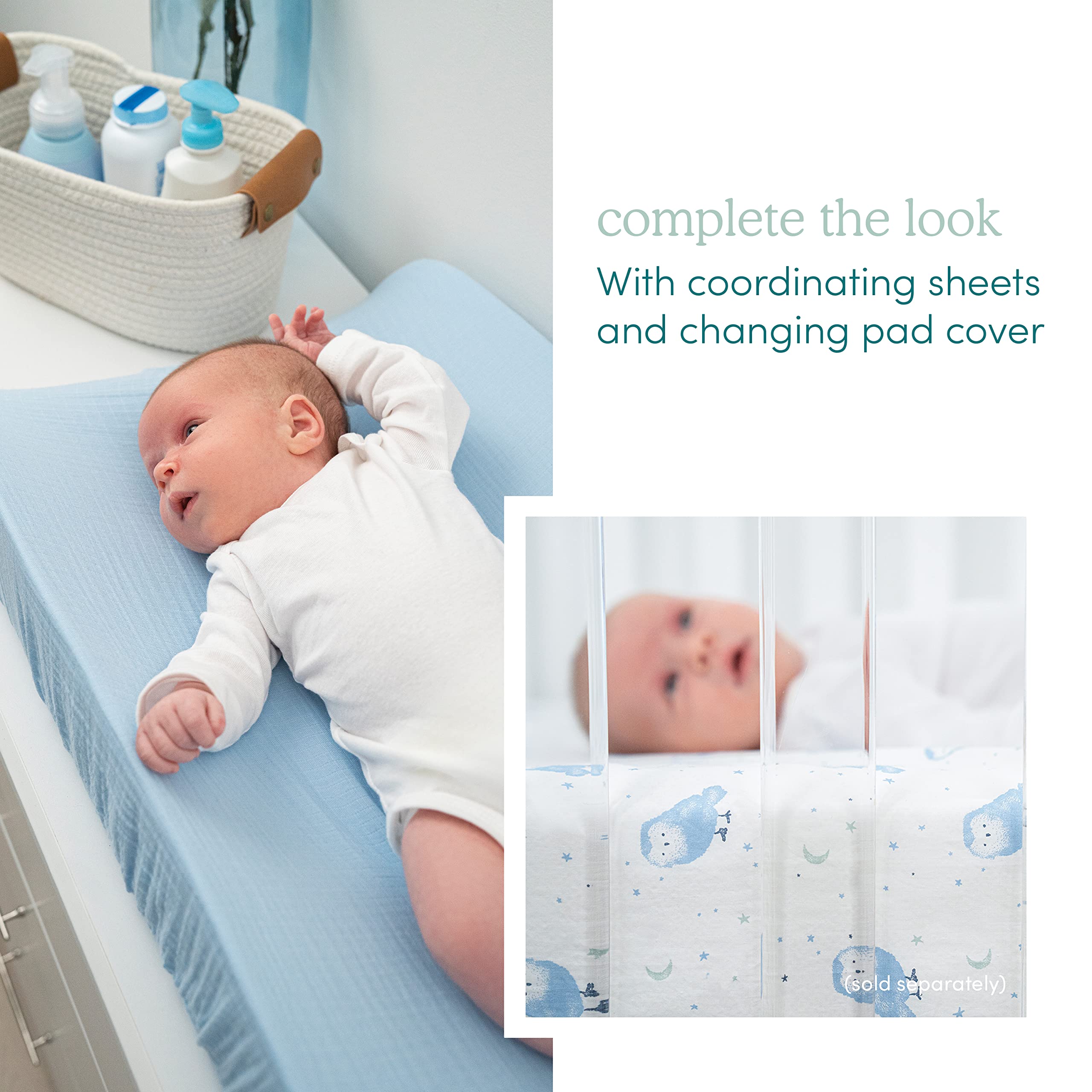 aden + anais Essentials 3-Piece Bedding Set and 2-Pack Poplin Crib Sheets, Time to Dream