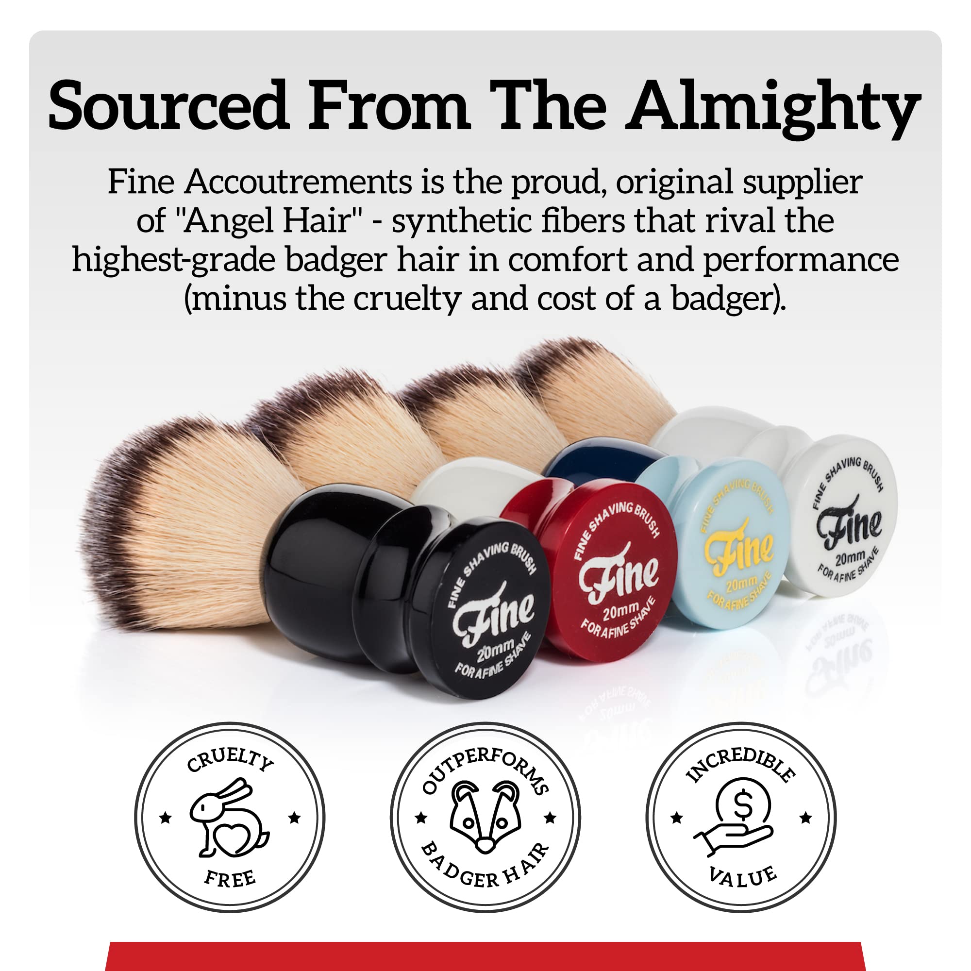 Mr. Fine Shaving Brush, Outperforms Badger Hair, Ultra-Soft Synthetic Angel Hair Bristles for Men's Wet Shaving, Builds Rich Lather, Comfortable Handle, Black