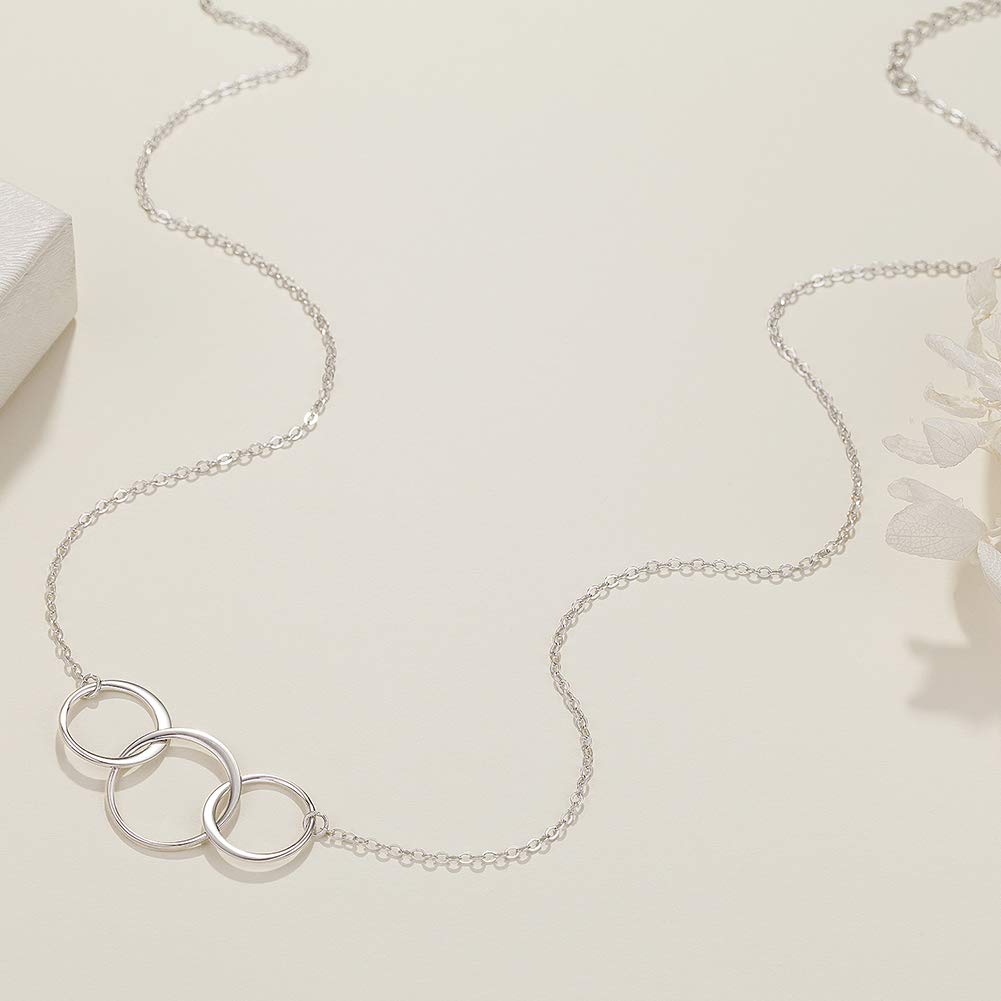 AnalysisyLove 30th Birthday Gifts for Women - Sterling Silver Infinity 3 Circle Necklace for Her 3 Decades Jewelry Gift Ideas