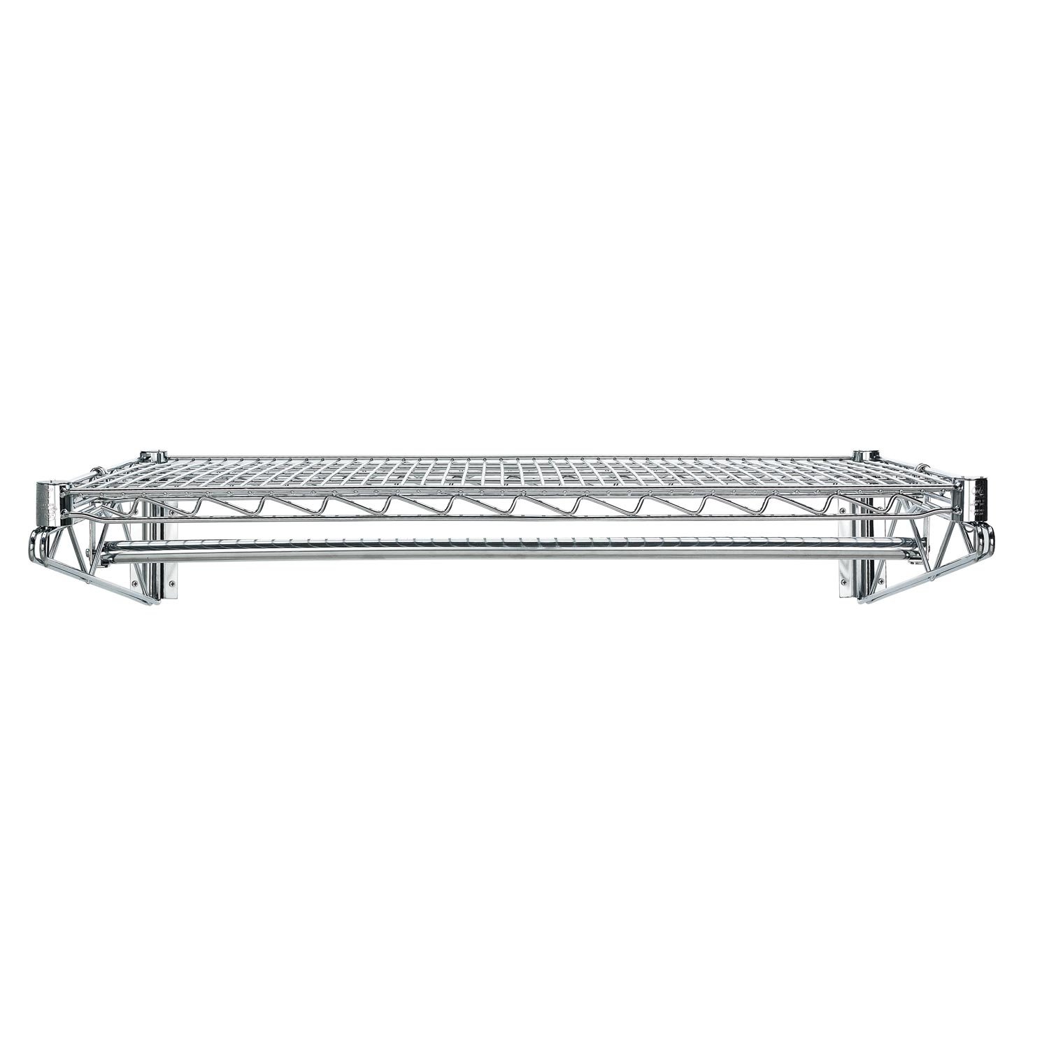 Nexel Commercial Wall Mount Coat Rack with Bar, 48"W x 24"D x 6"H, Durable Chrome Plated Steel Wire, 24 Hangers, 200lb Capacity, Chrome (GW36C)