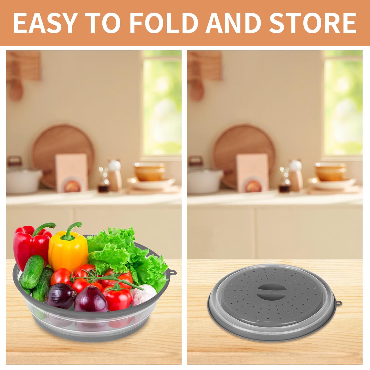 ALXBSONE Microwave Cover for Food, Splatter Guard Cover for Microwave, Plate Dish Lid for Microwave Oven Medium(Grey)