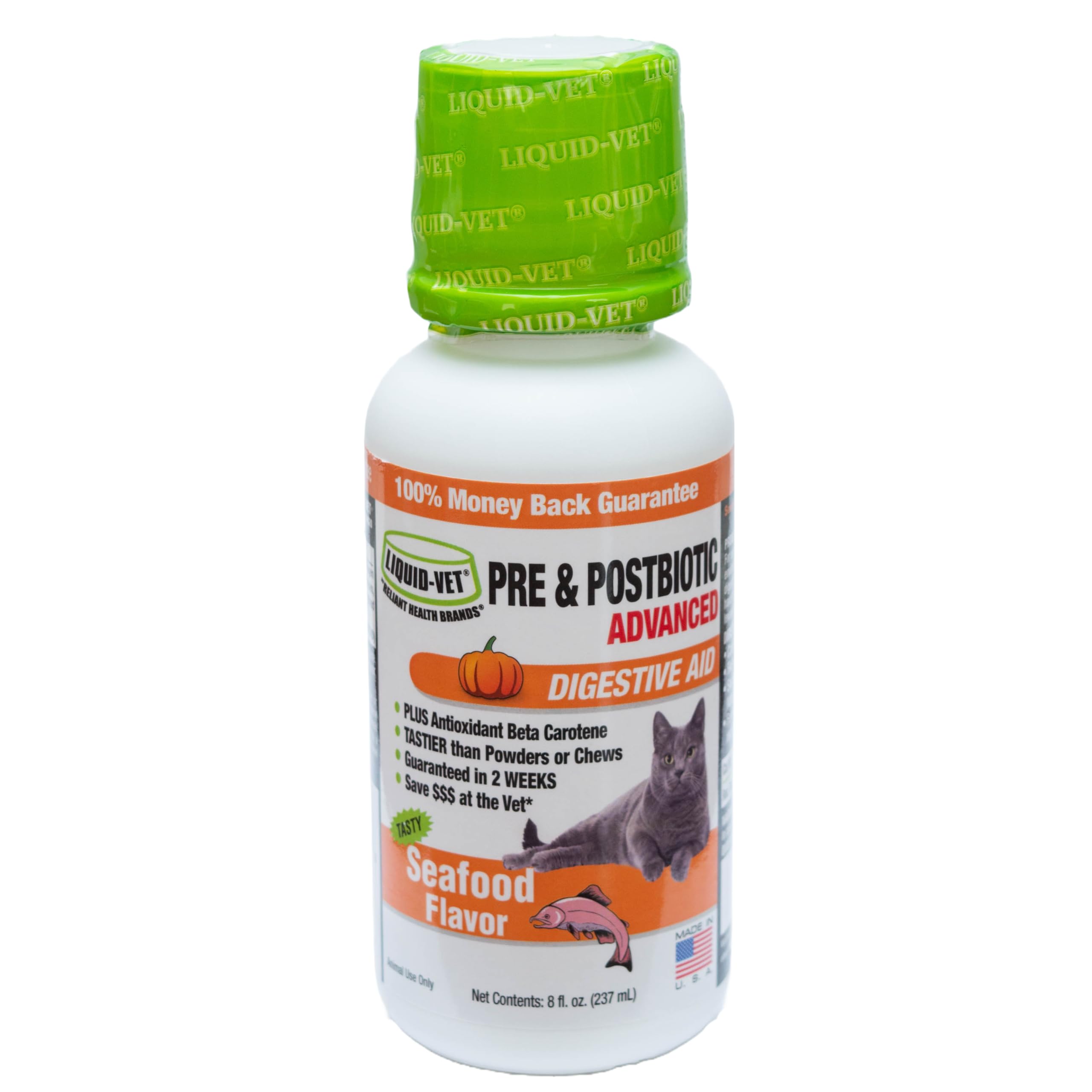 Liquid Vet Feline Pre & Postbiotic Supplement - Advanced Digestive Support for Cats with Premium Gravy Formula for Optimal Gut Health and Wellbeing - 8 oz Seafood