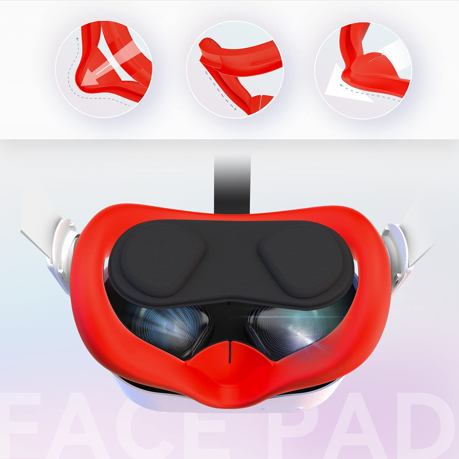 CNBEYOUNG VR Face Cover and Lens Cover Compatible with Quest 2, Sweatproof Silicone Face Pad Mask & Face Cushion for Quest 2 VR Headset, Washable Lightproof Anti-Leakage (Black)