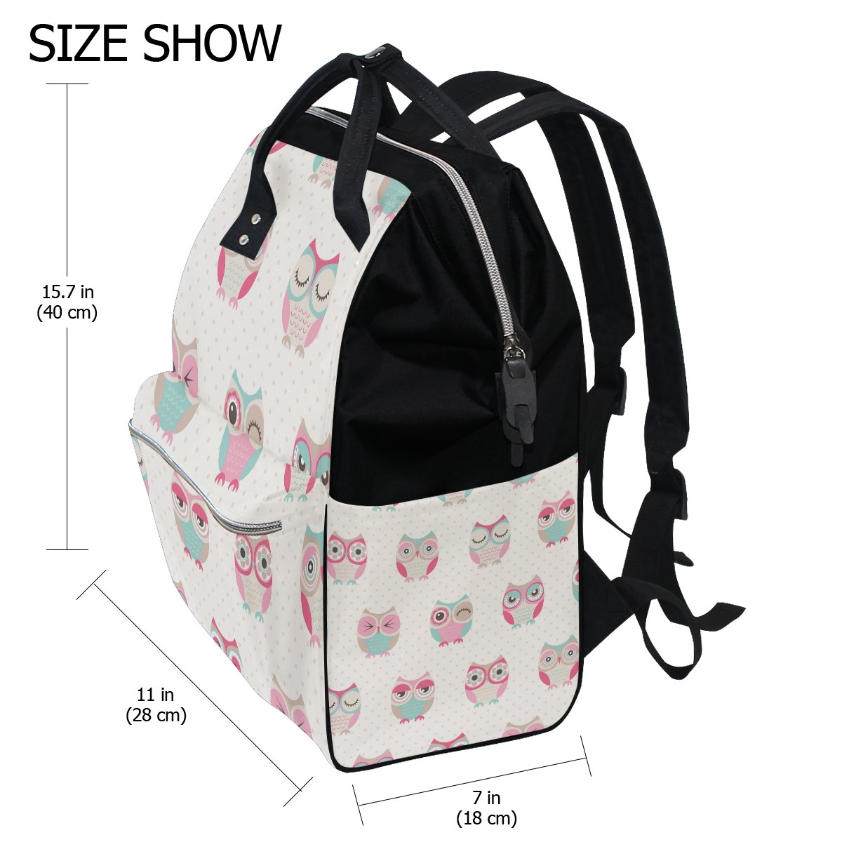 MAPOLO Owls Diaper Backpack Large Capacity Baby Bag Multi-Function Nappy Bags Travel Mom Backpack for Baby Care…