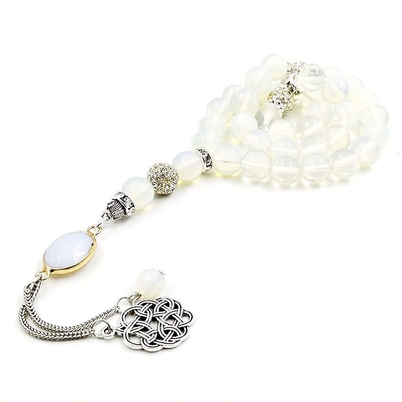 ALBASHAN opal stone silver accessories Women's Tasbih 33 66 99 100 beads Muslim Misbaha Girl's Bracelet Islam Rosary (8mm*99beads)
