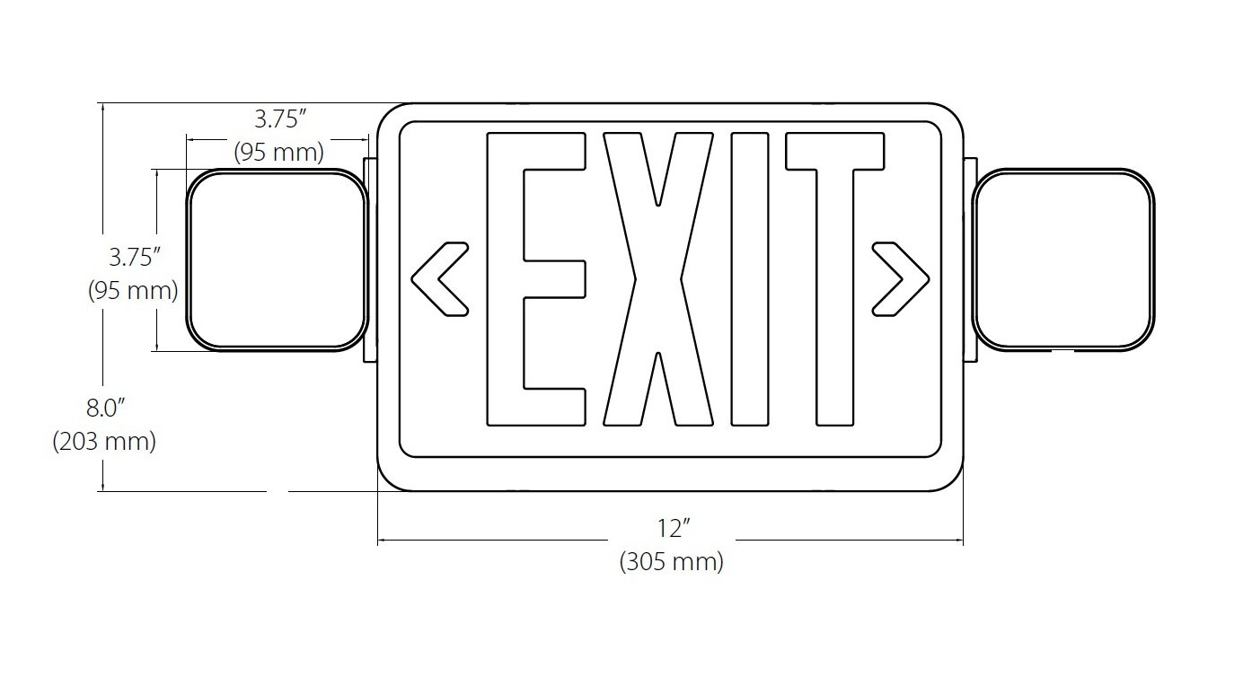 NICOR Lighting LED Emergency Exit Sign with Dual Adjustable LED Heads, White with Red Lettering (ECL1-10-UNV-WH-R-2)