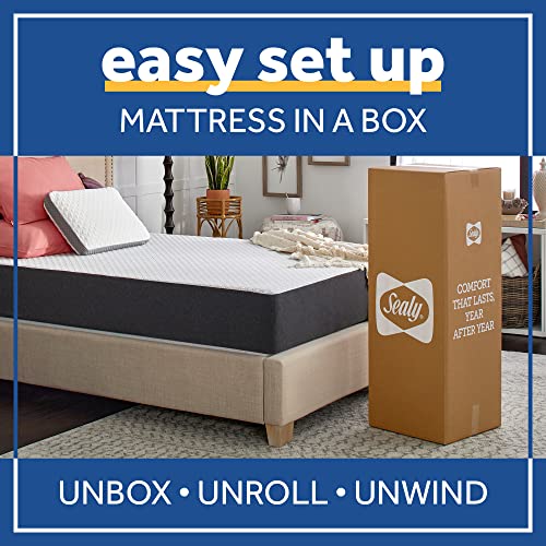 Sealy Cool & Clean 10" Memory Foam Bed in Box, Twin XL, White