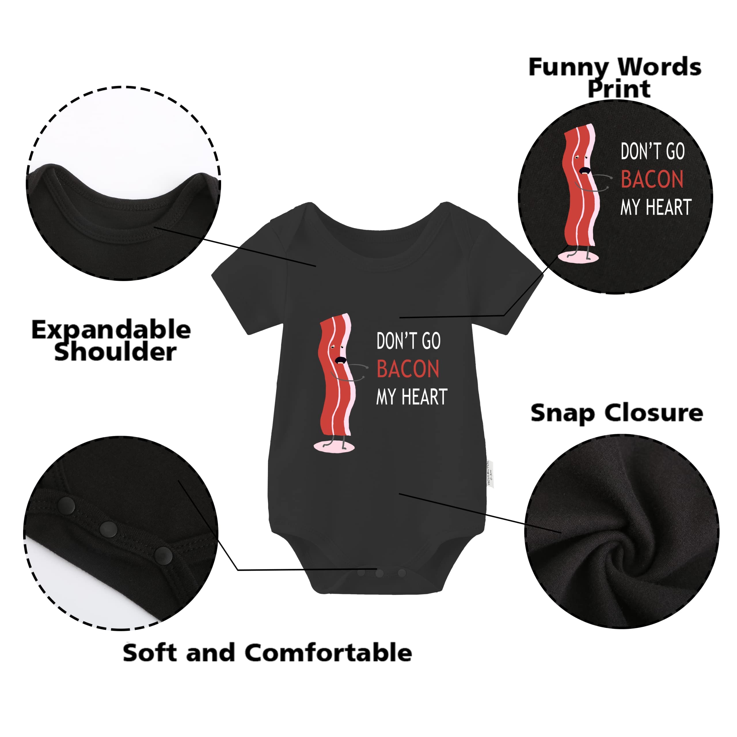 YSCULBUTOL Baby Twin Bodysuit Perfect Together Twin Best Friend Bacon Eggs Twins Set Double Baby Twin Cute(Black, 3-6 Months)