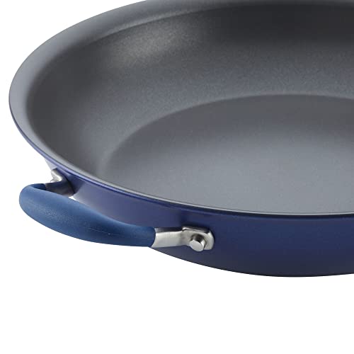 Anolon Advanced Hard-Anodized Nonstick Frying Pan with Helper Handle / Nonstick Skillet, 14", Indigo