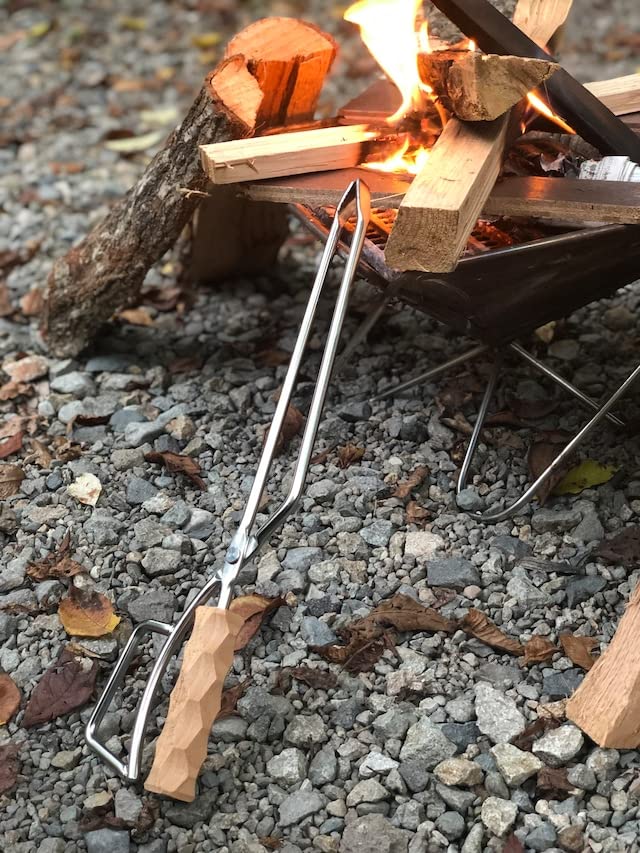 CAMPINGMOON Stainless Steel Fireplace Firewood Tongs MS-42