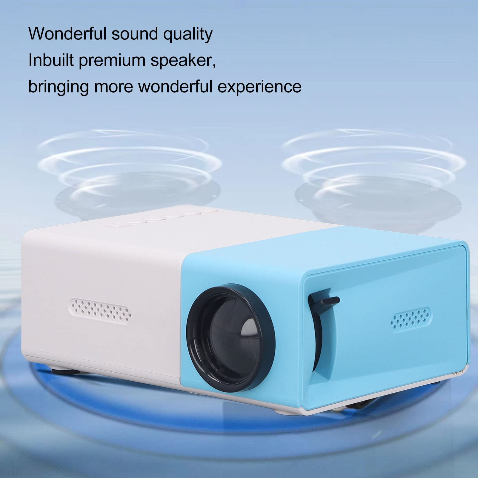 Asixxsix Mini Projector, 1080P HD Portable Movie Projector with Inbuilt Speaker, Multimedia Home Theater Video Projector Compatible with Laptop Phone Camera TV Box Game, Diffuse Reflection