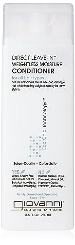 Giovanni Leave-In Weightless Moisture Conditioner - Leave in Conditioner for Curly, Wavy, Dry, Damaged Hair, Detangler Hair Care Product for Women & Men, Sulfate Free - 8.5 Fl Oz (Pack of 1)