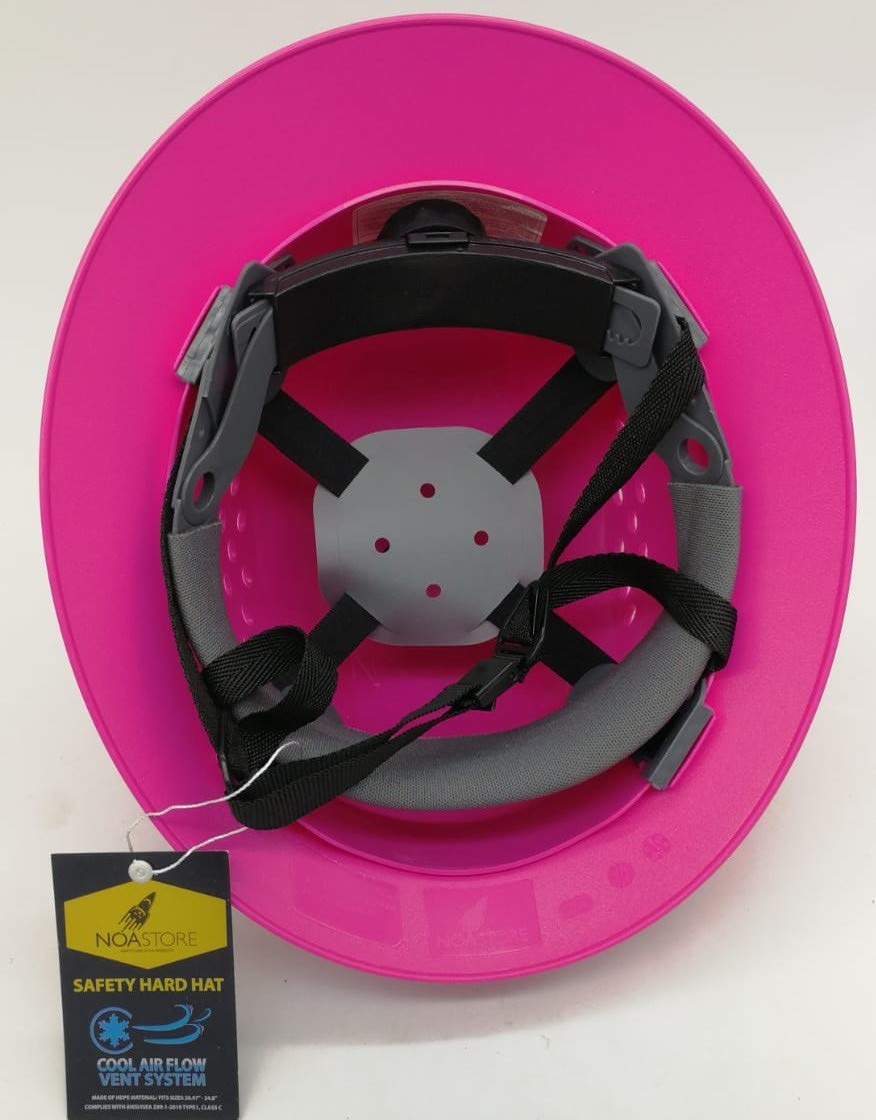 Noa Store HDPE Pink Full Brim Hard Hat with Fas-trac Suspension