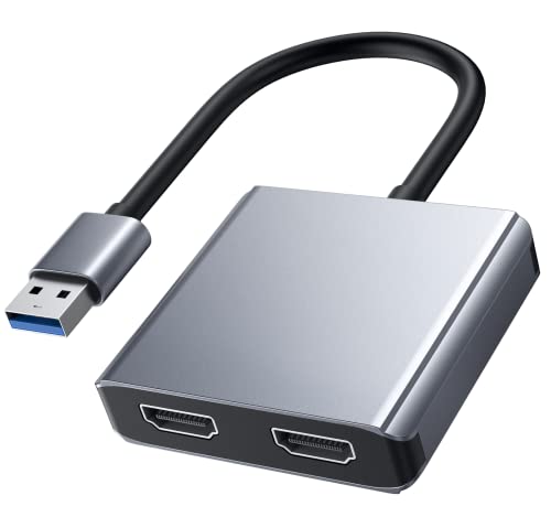 ABLEWE USB to Dual HDMI Adapter, Extend and Mirror Windows and Mac OS Displays