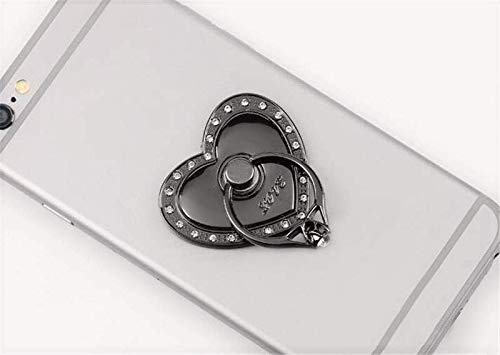 Cell Phone Ring Holder Grip Turns 360° Degrees & 180° Degrees Adjustable to Fit Your Needs Helps Stabilize Phone for Selfies and Wall Hook 4 Colors Available Heart Design 62902 (C - Black)