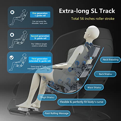 COMFIER 4D Massage Chair Zero Gravity Full Body,Back Massager for Recliner Chair,Deluxe Ultra-SL Track,18 Auto Programs,Rolling,Heat,Air Compression,Yoga Stretch,Body Scan,Bluetooth,Foot Roller