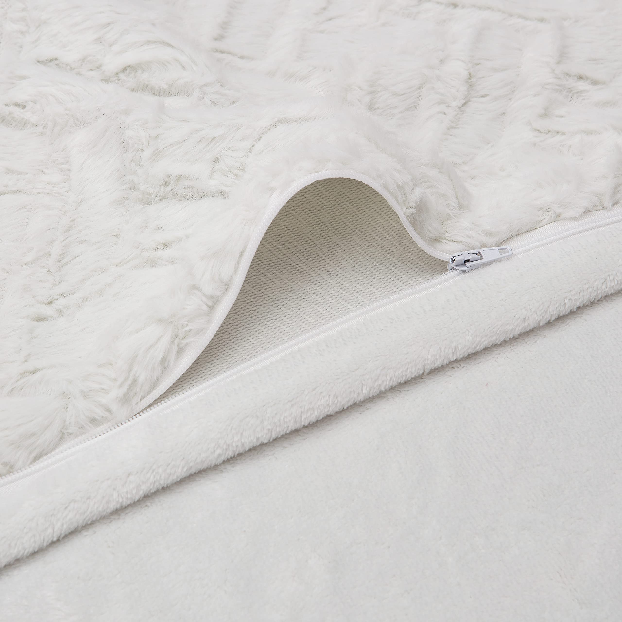 Chanasya Premium Soft Cloud Faux Fur Duvet Cover Bedding Set Queen Size - 3 Piece Combo Set - Textured Embossed Fuzzy Soft Velvet Mink Bedcover - Zipper Closure Machine Washable - Tan Turquoise