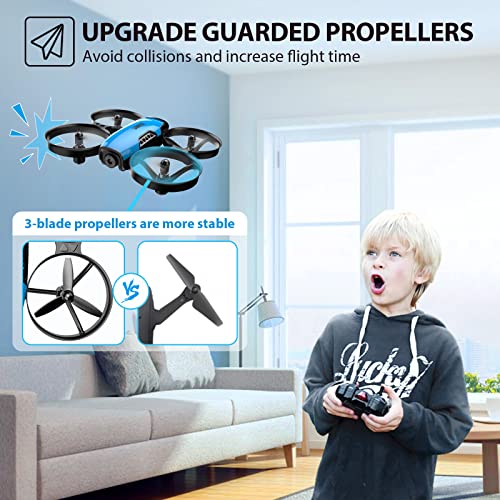 Ficinto Mini Drone with Camera, Altitude Hold and Headless Mode, Emergency stop, Spare propellers, Includes Two Intelligent Flight Batteries, Red, Hand Operated Drone