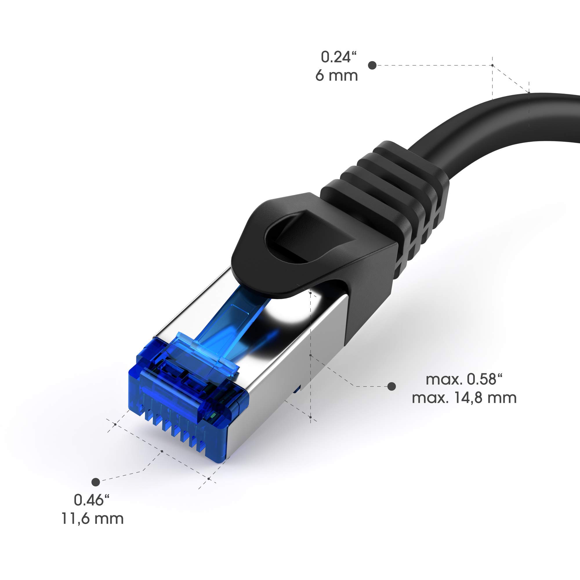 KabelDirekt Network Cable – Transmits Maximum Fiber-Optic Internet Speed – Network, Ethernet & LAN Cable – 100ft – Available in 1-100ft – for Gigabit Networks, Router/Modem, RJ45 (Black/Silver)