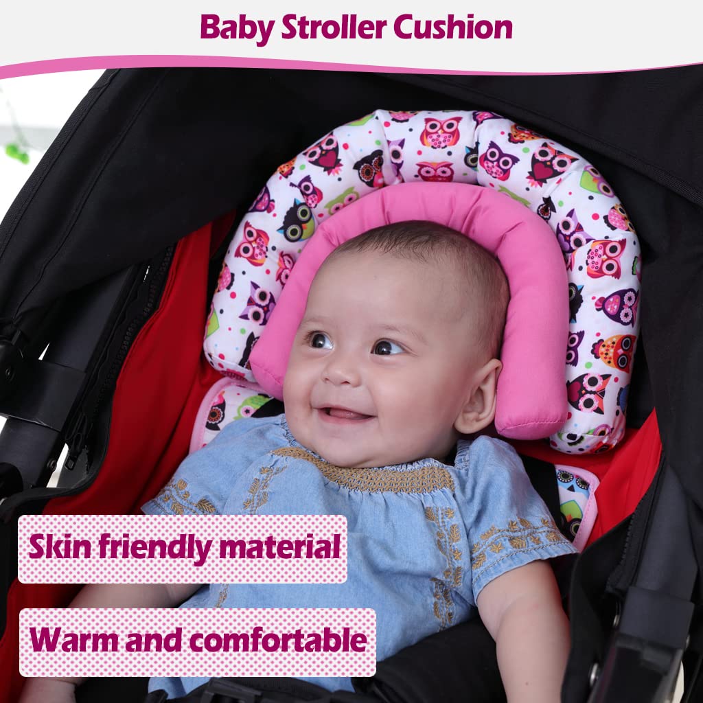 KAKIBLIN Toddler Head Support for Car Seat, Infant Car Seat Insert, Baby Soft Neck and Body Support Pillow for Carseat, Pink
