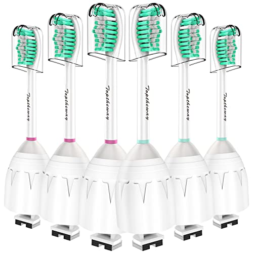 Toptheway Replacement Brush Heads Compatible with Sonicare E-Series Essence Xtreme Elite Advance and CleanCare Screw-On Toothbrush Handles HX7022/66, 6 Pack