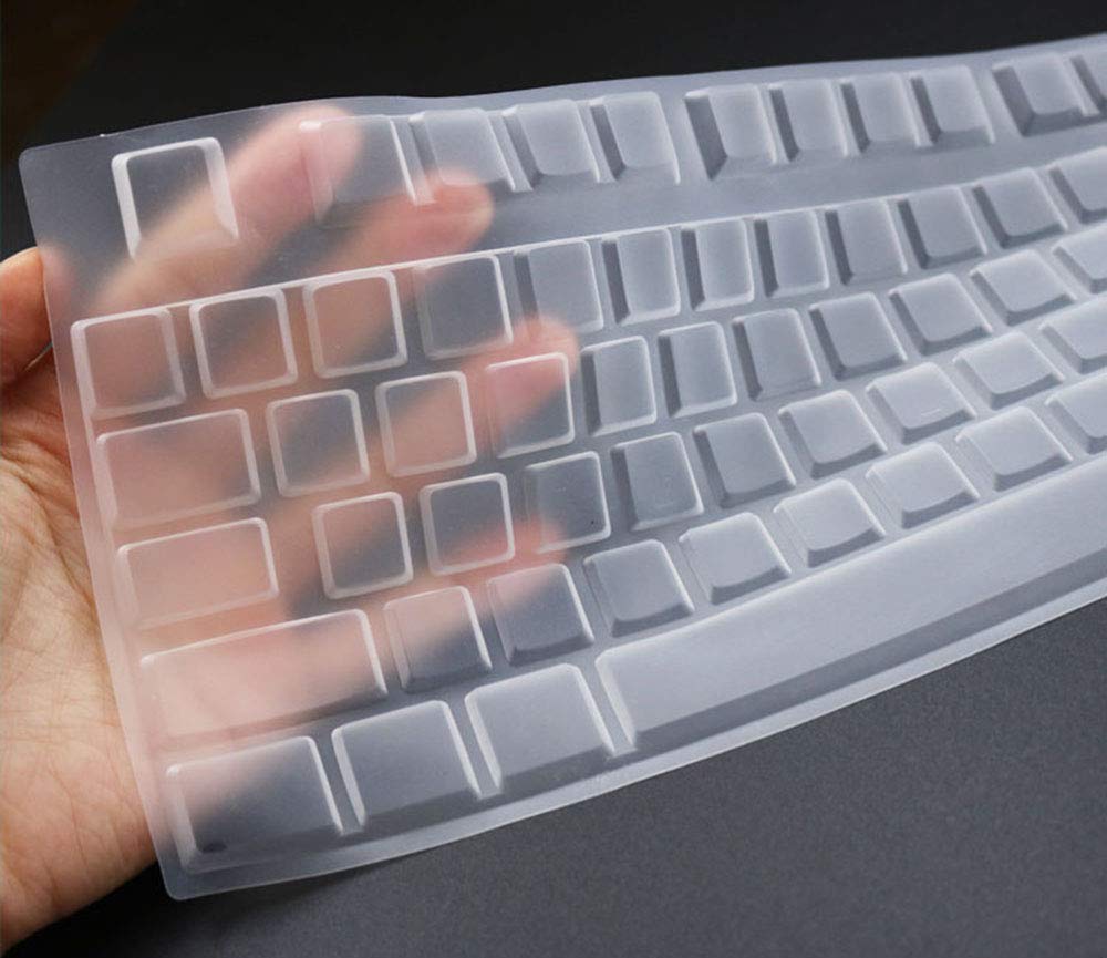 Ultra Thin Desktop PC Silicone Clear Keyboard Cover Skin Protector Compatible with Logitech K120 MK120 Keyboard (NOT Compatible for Other Desktop Keyboards) - Transparent