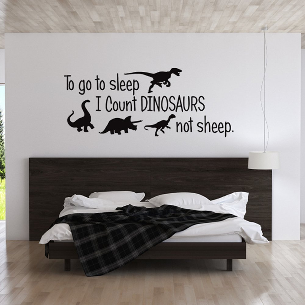 to Go to Sleep I Count Dinosaurs Not Sheep Vinyl Wall Decals Kids Room Bedroom Nursery Cartoon Wall Art Home Decor Stickers