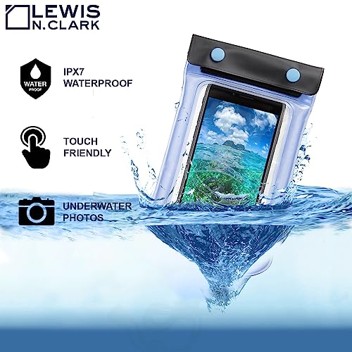 Lewis N. Clark WaterSeals Triple Seal Floating Waterproof Pouch + Dry Bag for Cell Phone, Great for Kayak, Canoe, Pool, Beach, Blue (5.5X4.25)