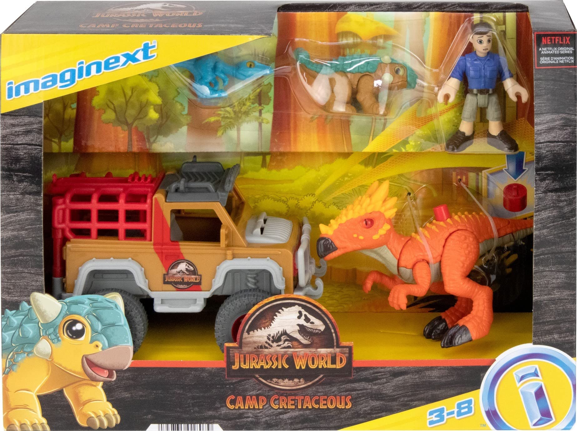 Fisher-Price Imaginext Jurassic World Preschool Toy Camp Cretaceous Runaway Dinosaurs Figure Set for Pretend Play Kids Ages 3+ Years