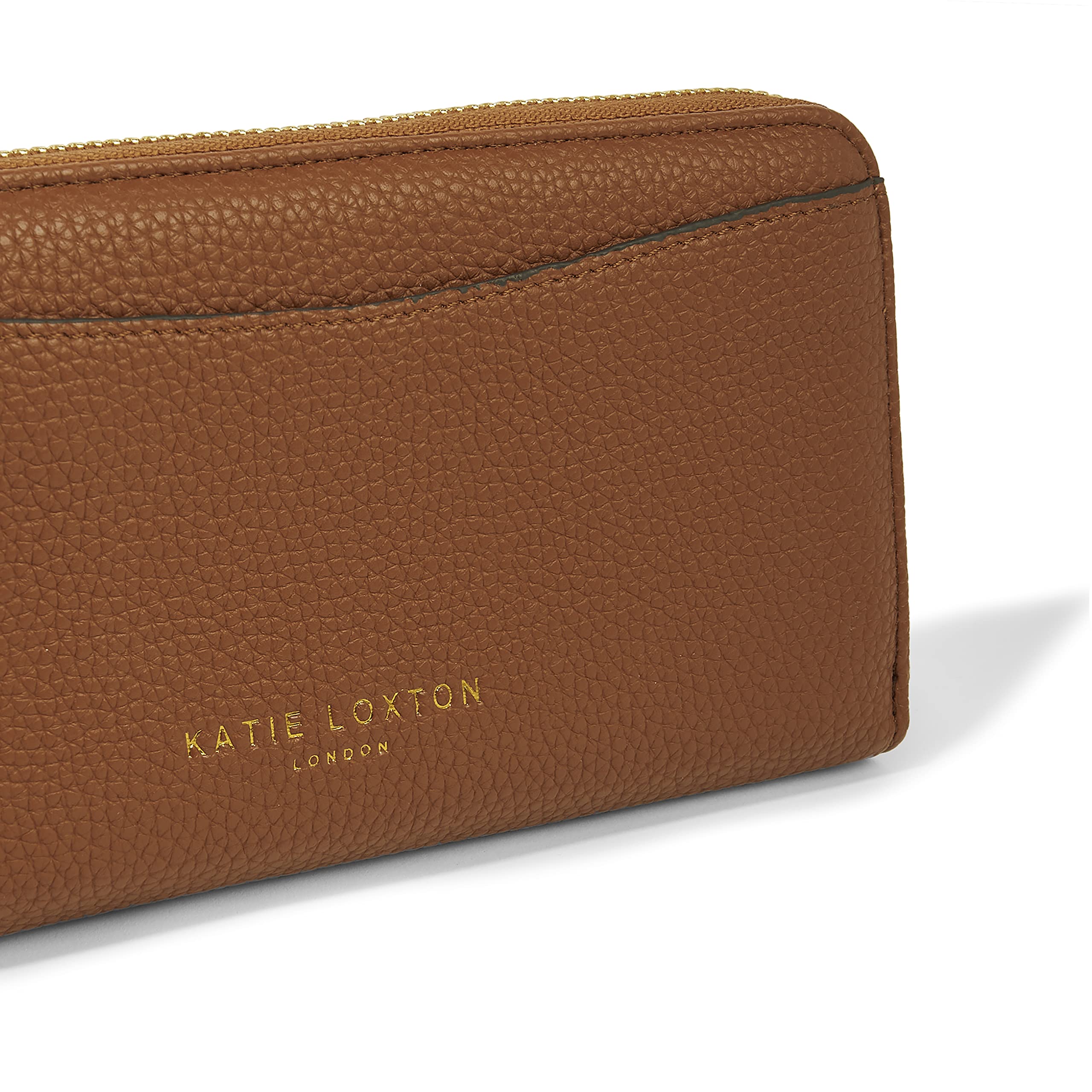KATIE LOXTON Cara Womens Medium Vegan Leather Zippered Card Holder Wallet Cognac