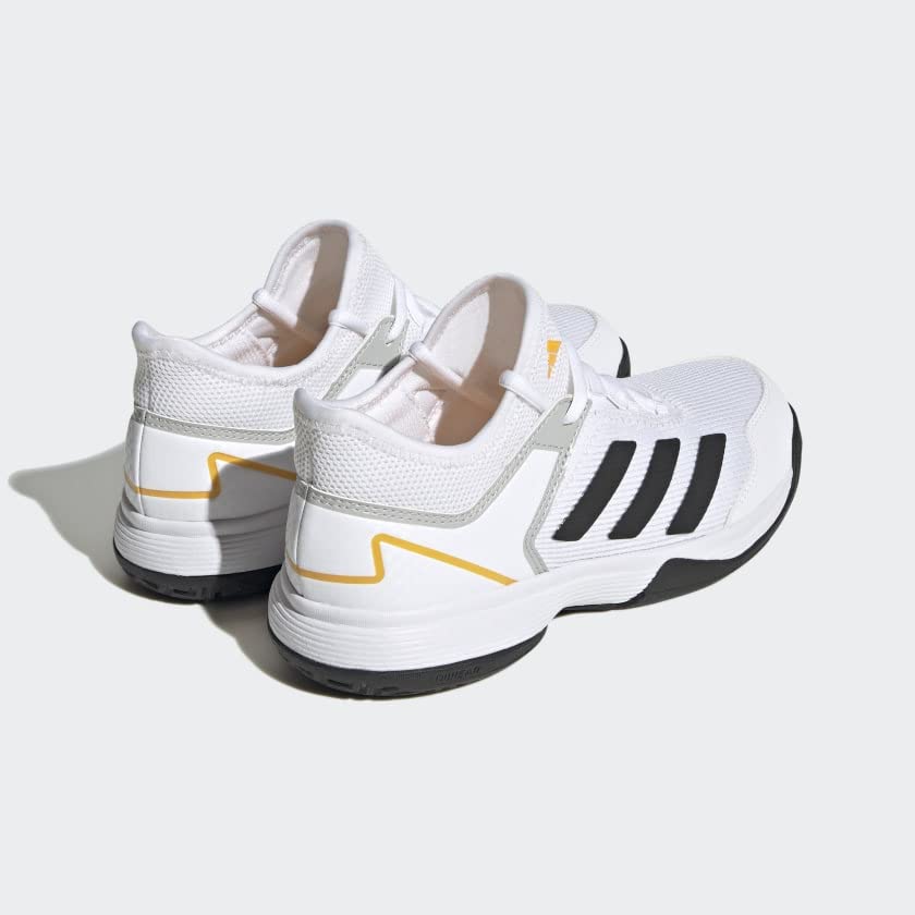 adidas Adizero Ubersonic 4 Tennis Shoe, White/Core Black/Solar Red, 3.5 US Unisex Big Kid