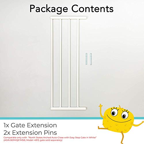 Toddleroo by North States 10.75” Extension for “Arched Auto Close with Easy Step Baby Gate”. Fits openings up to 63.38'' wide. Add up to 3 extensions. No tools required. (Adds 10.75" width, White)