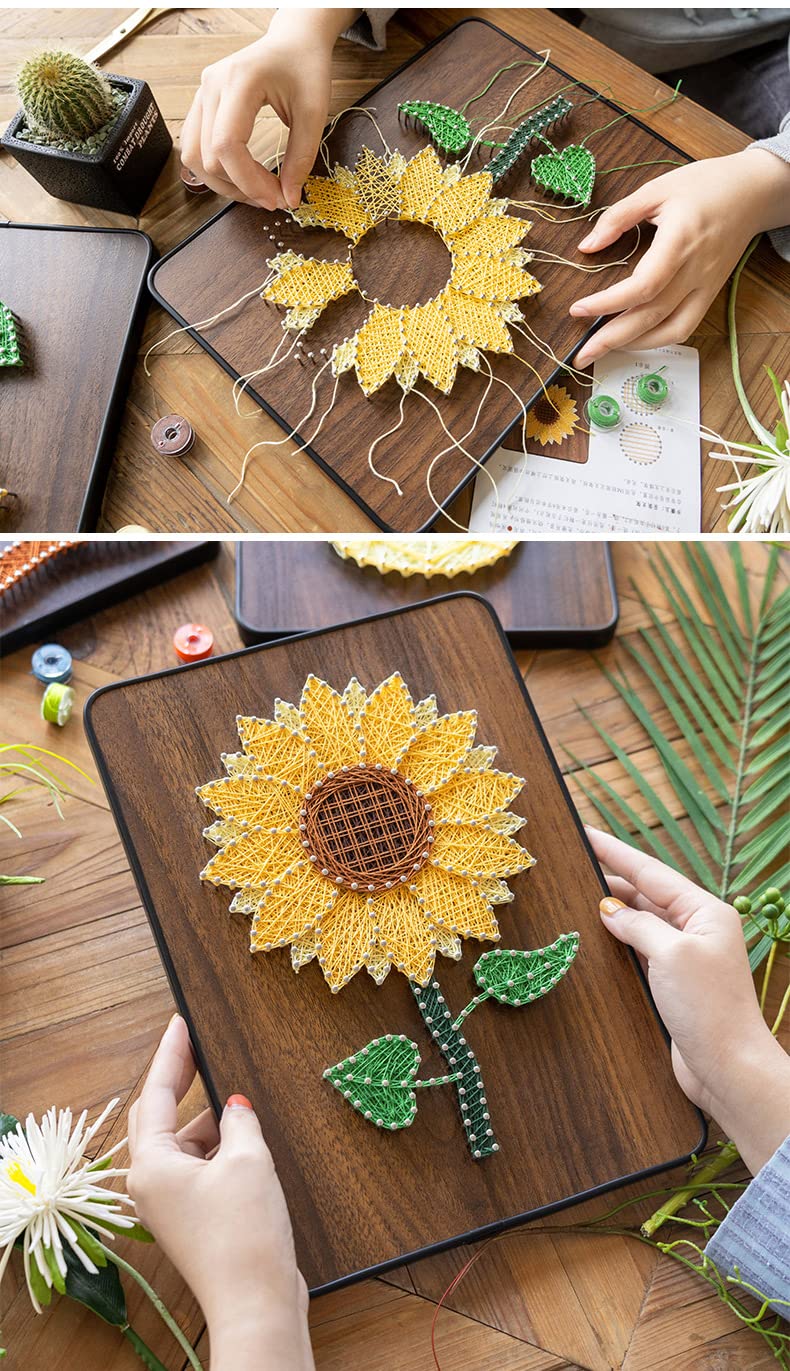Faynore DIY String Art for Kids Adult Creative DIY Craft Kit with All Necessary Accessories and Frame - Home Wall Decorations Tabletop Decor - Gifts for Women Children (8.2" x 11.8") (Sunflower)