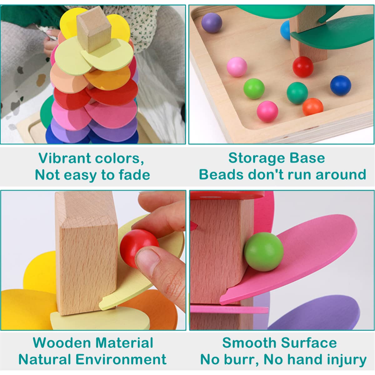 Anxus Wooden Toy Rainbow Singing Tree Marble Run Montessori Interactive Learning Toy for Kids Classroom or Home School Kids Room Toys Room Decoration Educational System Reward Gift (Large)