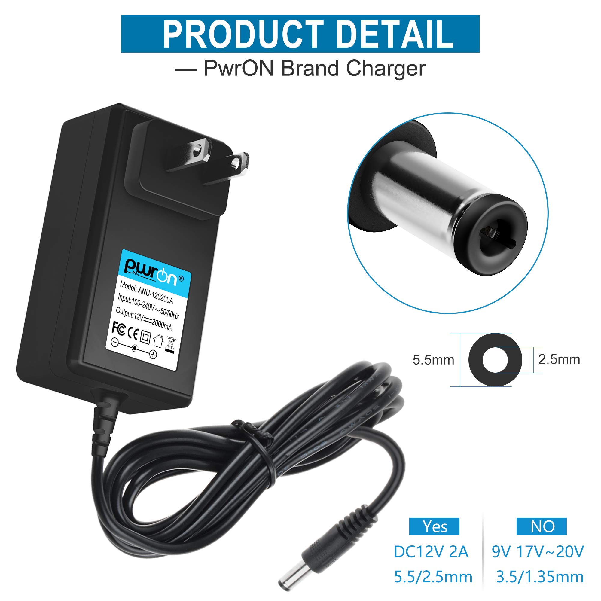 PwrON 12V Ac Dc Adapter Compatible with Bose SoundLink-Mini Bluetooth Speaker (1st Gen ONLY) 359037-1300 371071-0011 PSA10F-120 413295; Bose-SoundDock-XT Speaker 626209-1300 626209-1900 Power Supply