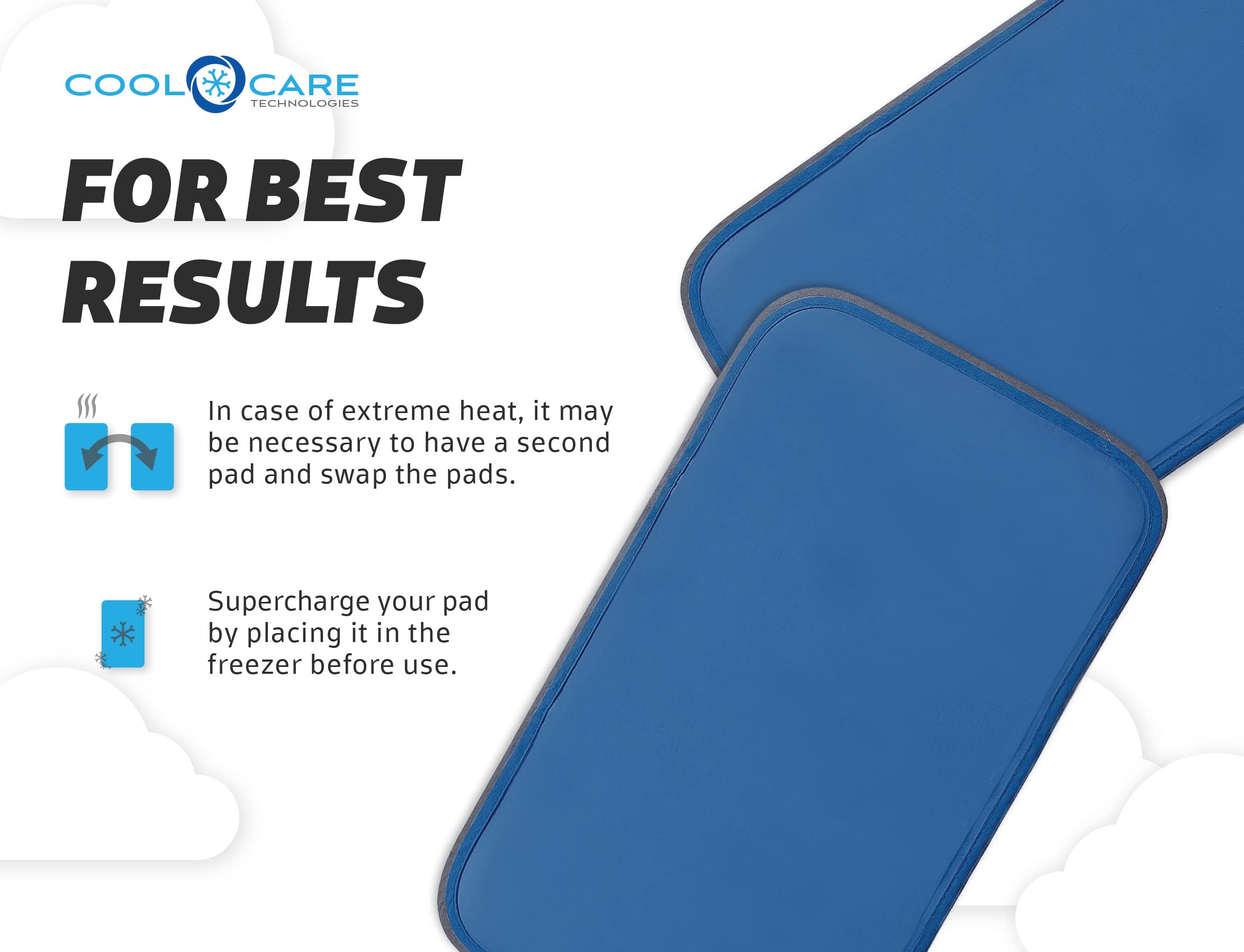 Cool Care Technologies Cooling Pad for Bed - Pressure Activated Gel Cooling Mattress Pad Provides Instant Cool Relief for 1 to 3 Hours- Place Cool Mat on Your Bed