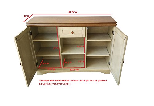 Kings Brand Furniture - Wood Buffet Cabinet Console Table, Black / Walnut
