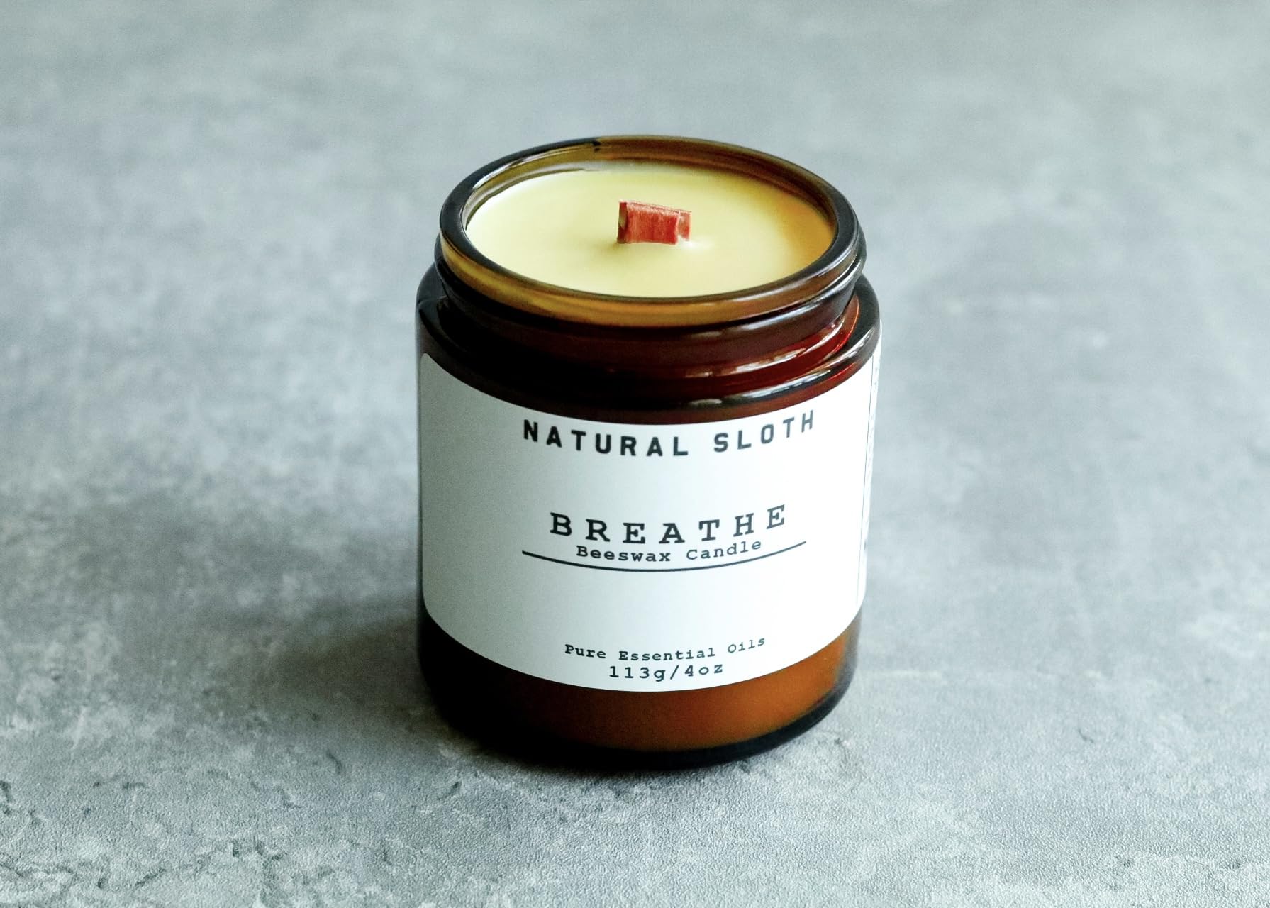 Beeswax Candles | Made with only Pure Essential Oils | Wood Wick | Non-Toxic | Slow Burning (Breathe, 4 oz)